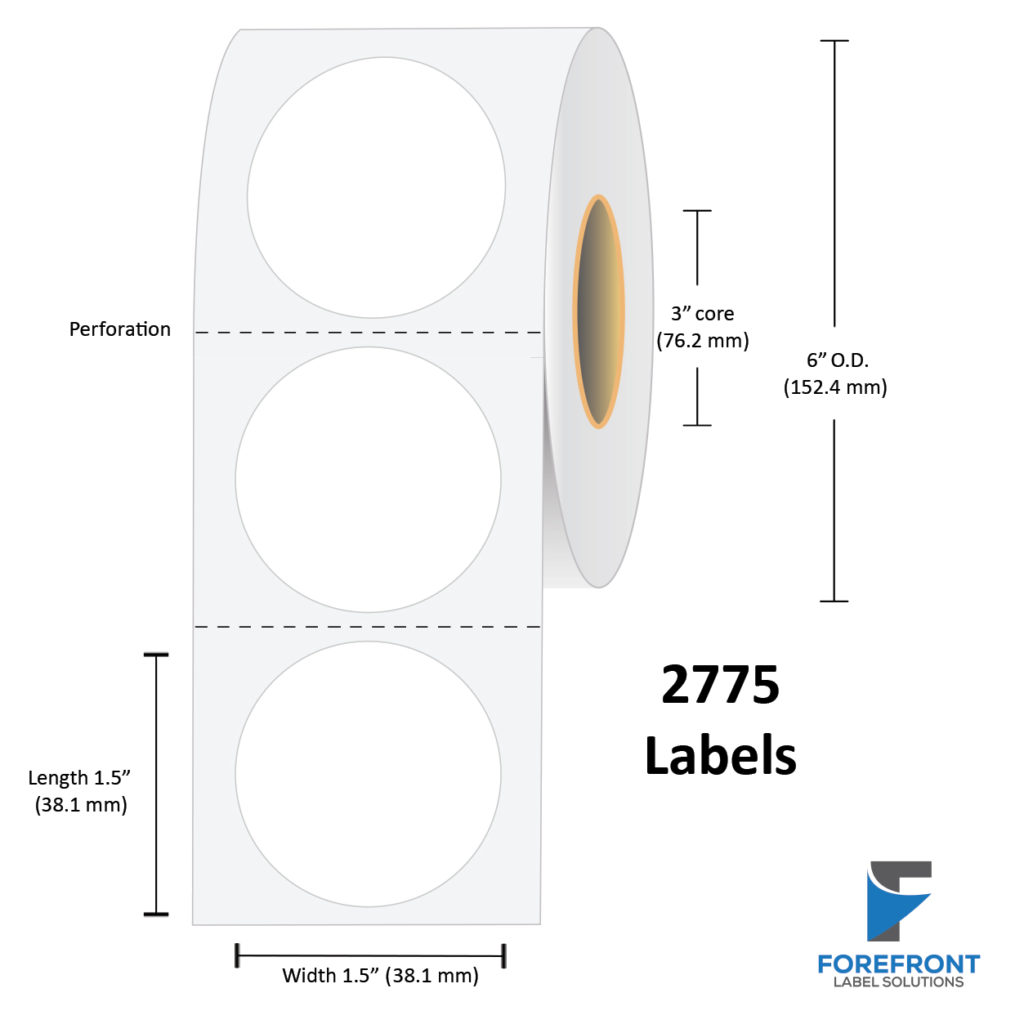 1.5″ Circle Matte Polypropylene Label - 1225 Labels