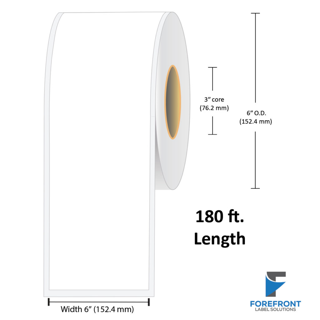6" Continuous Matte BOPP Label - 180 ft./Roll | ForeFront Label